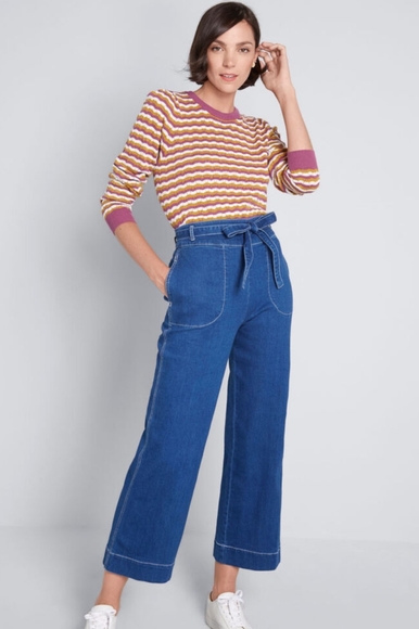 Modcloth | Sweaters | Modcloth Partial To Pointelle Pullover Sweater ...